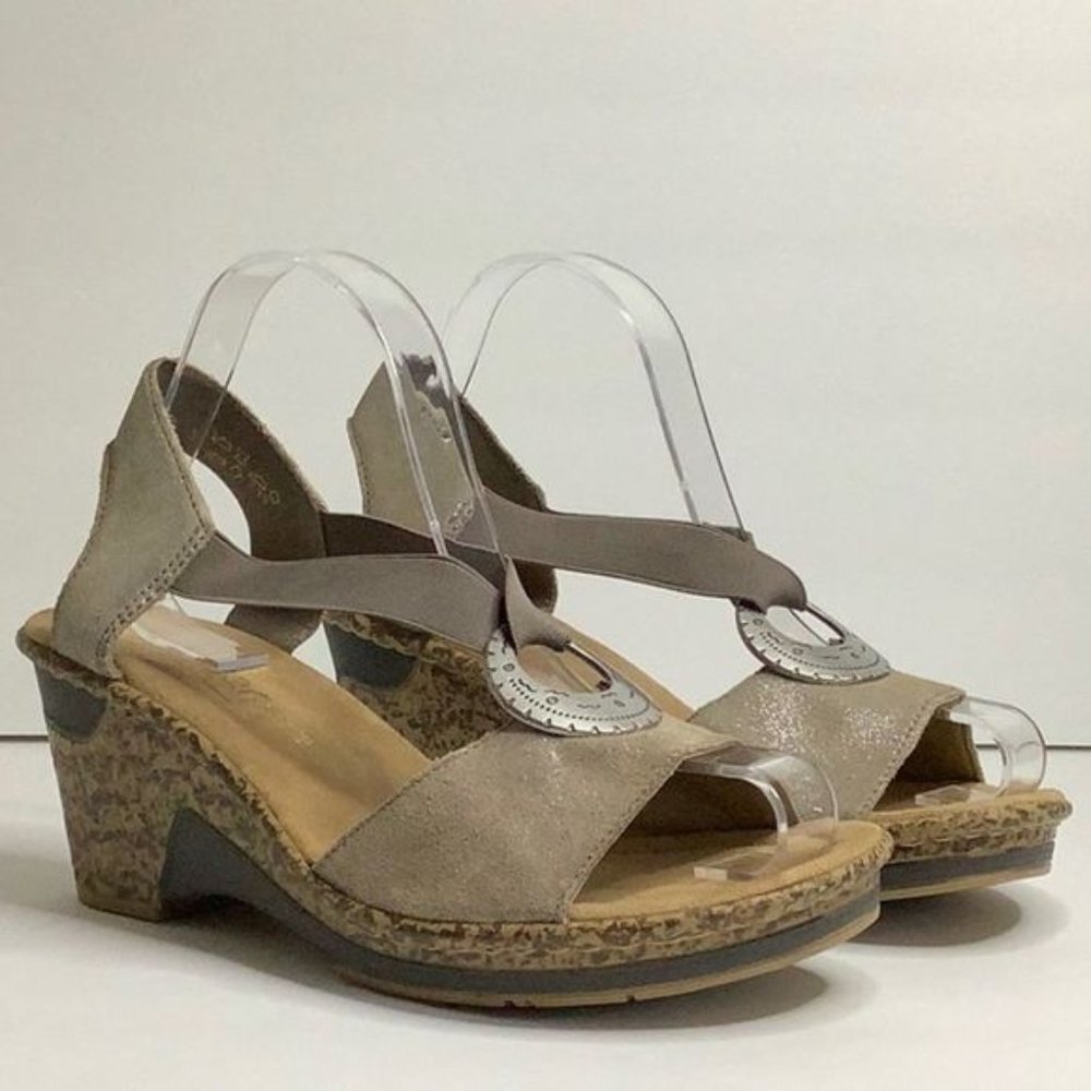 Rieker Anti Stress Metallic Wedge Sandals Size 40 Eu … - Gem